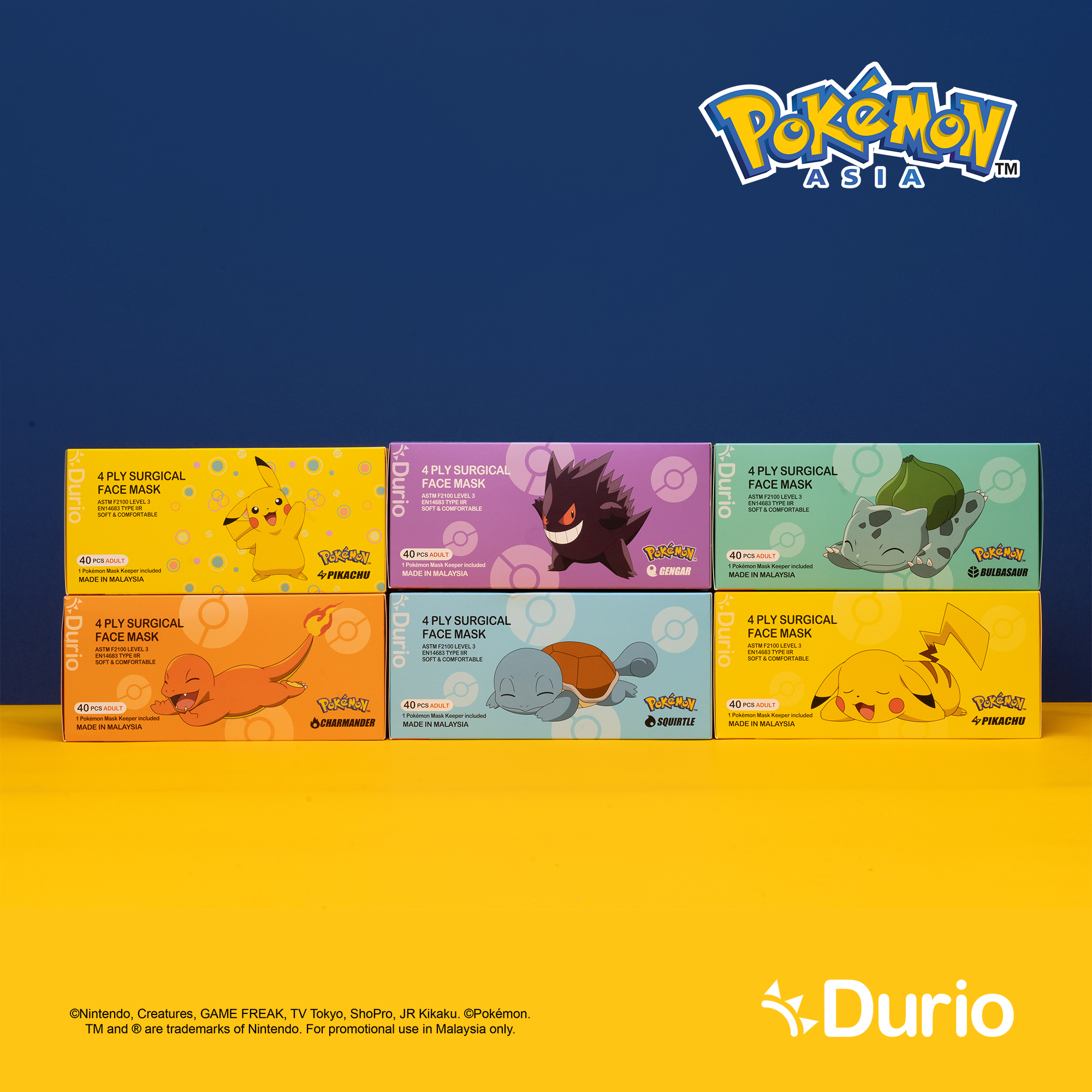 DURIO 546A POKEMON 4PLY SURGICAL FACE MASK – LIMITED EDITION – ADULT ...