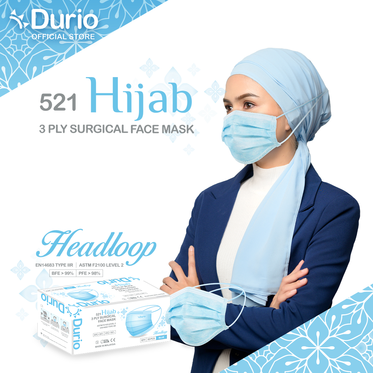 DURIO 521 HIJAB 3PLY SURGICAL FACE MASK – eJazmine.com