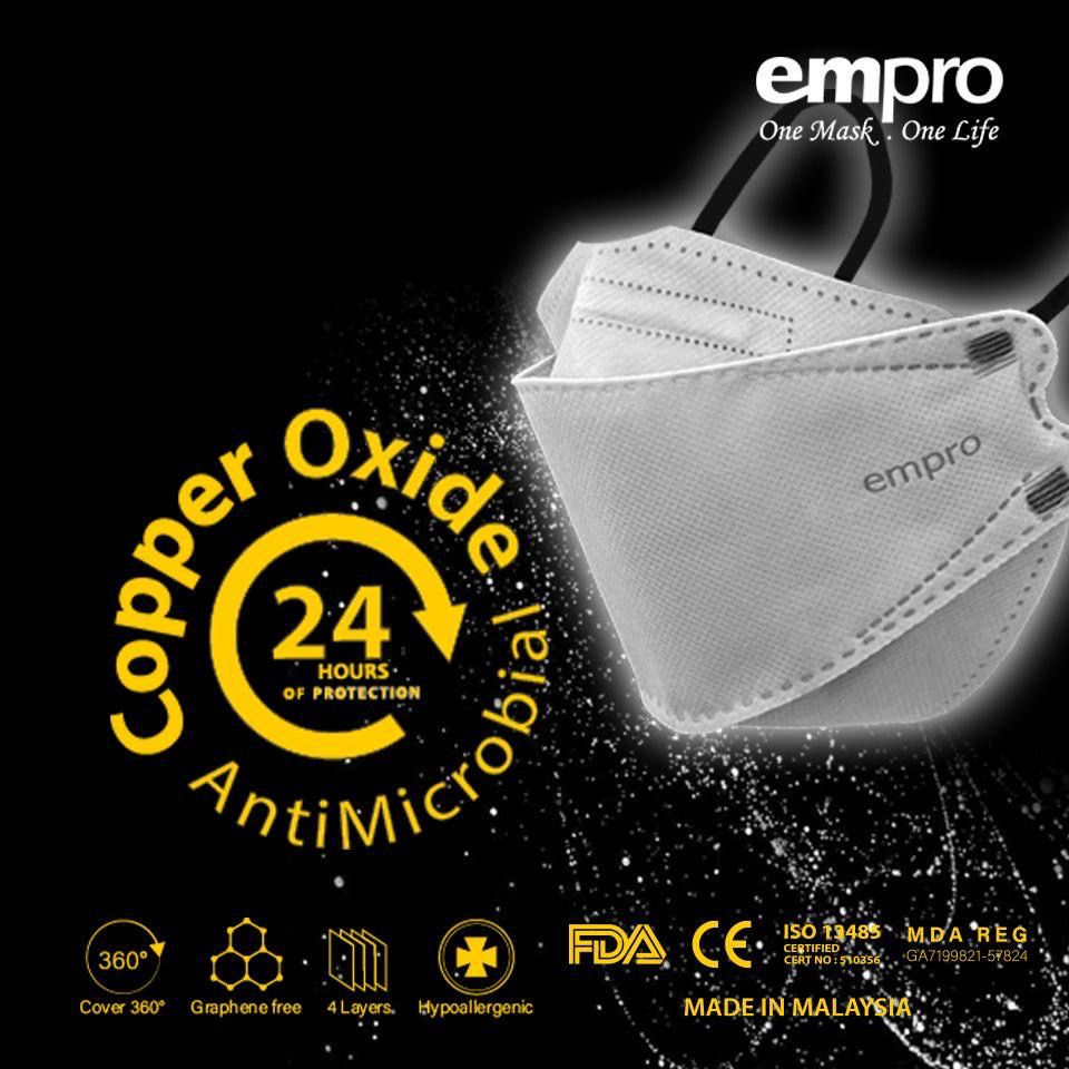 EMPRO RESPIRATOR KF99 PRO COPPER OXIDE ANTIMICROBIAL FACE MASK VFE/BFE ...