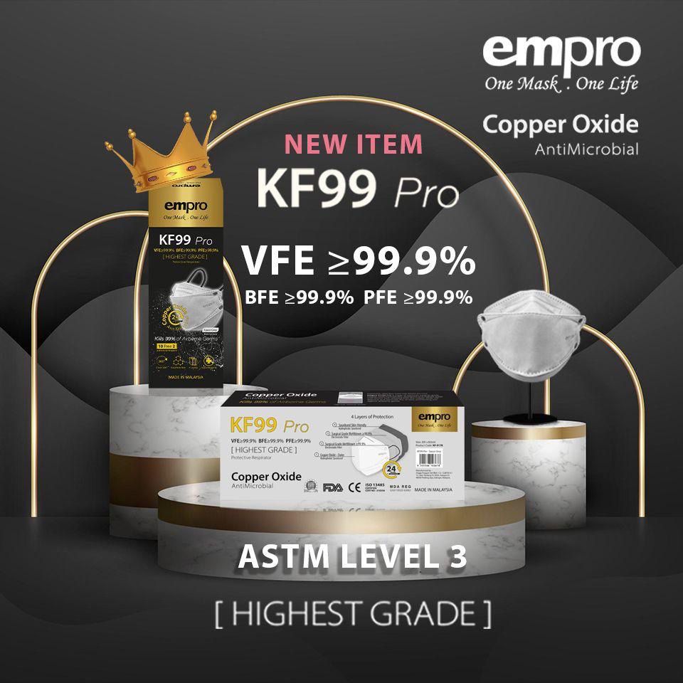 EMPRO RESPIRATOR KF99 PRO COPPER OXIDE ANTIMICROBIAL FACE MASK VFE/BFE ...